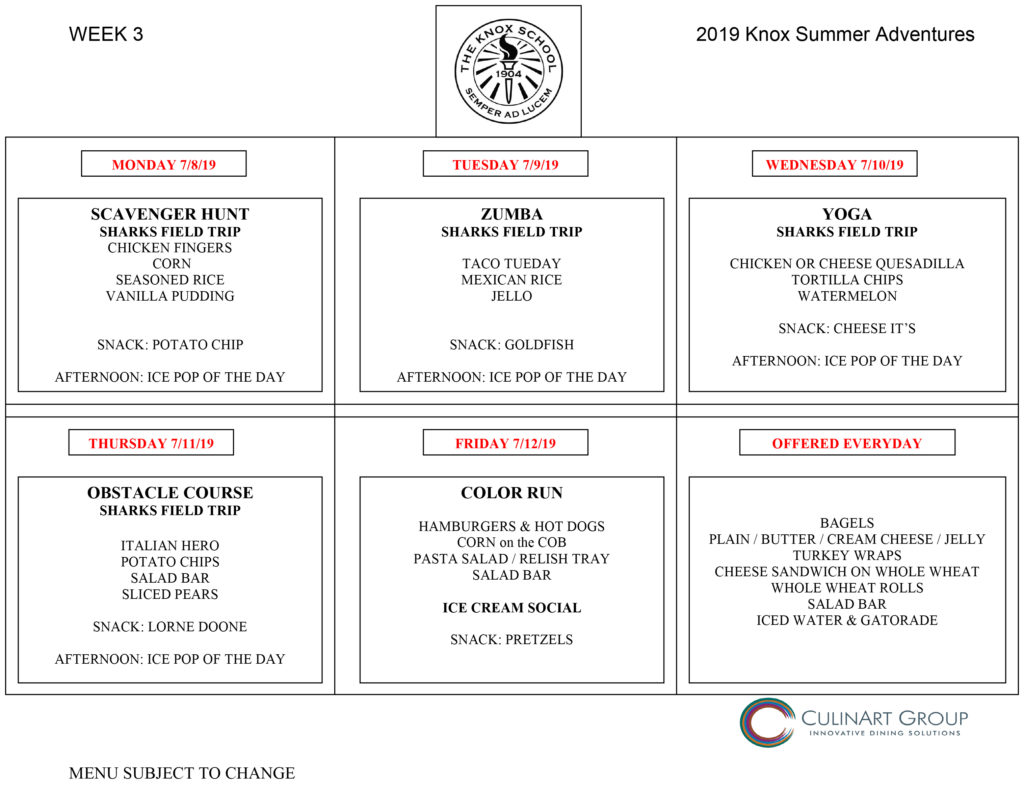 Lunch Menus - The Knox School